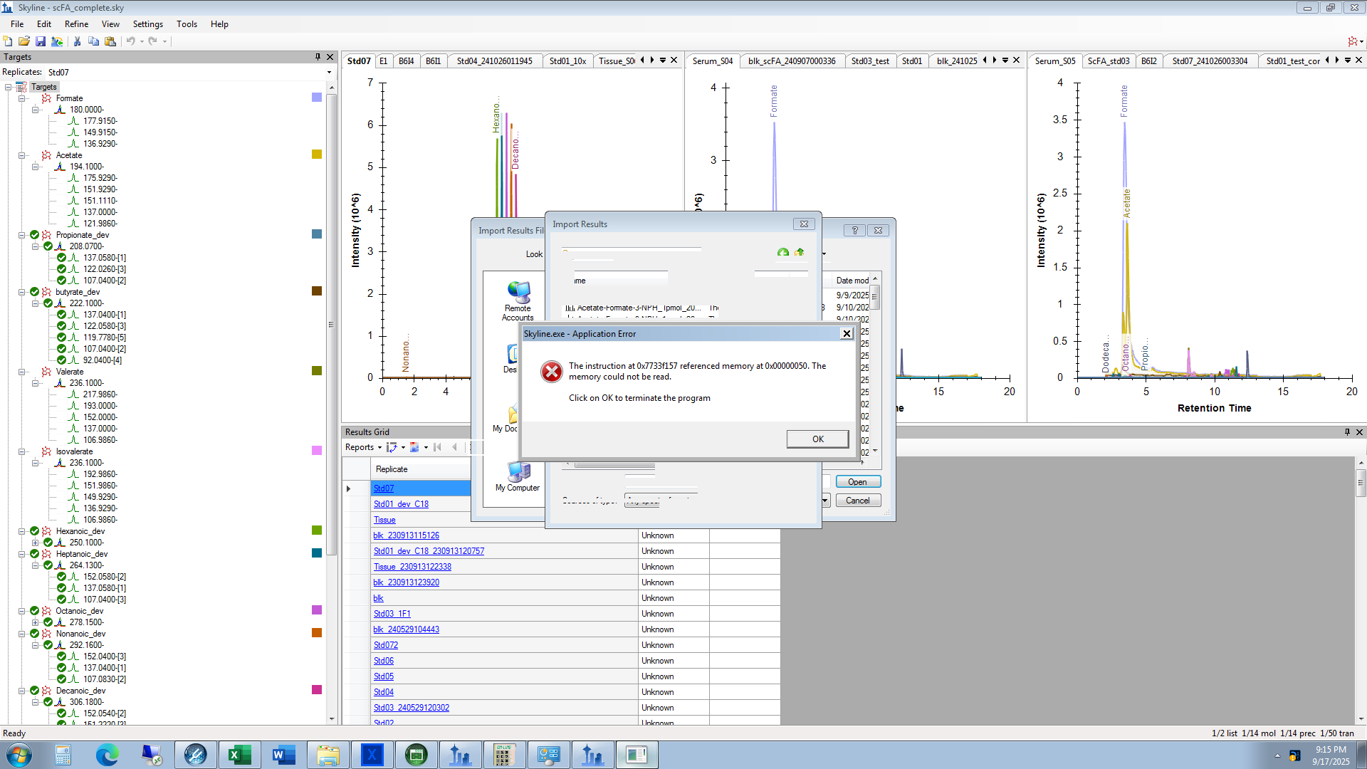 Application error when importing raw data: /home/support