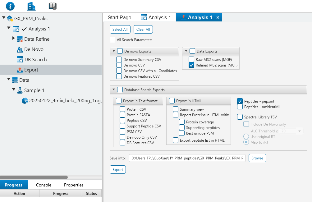 cant create library from pepxml file from peaks: /home/support
